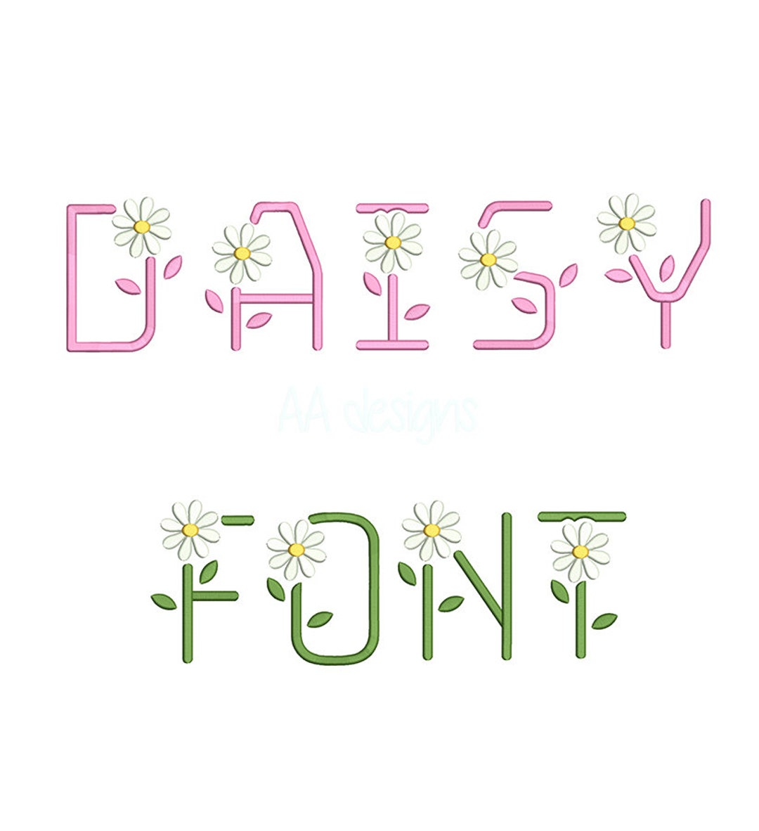 Daisy Embroidery Font. Cute Daisy Flower Machine Embroidery Alphabet ...
