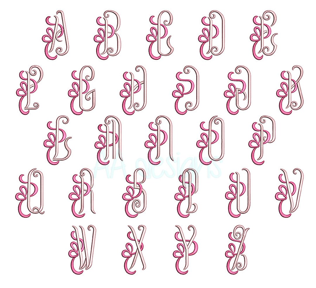 Bow Embroidery Font. Super Cute Bow Font. Machine Embroidery Monogram ...