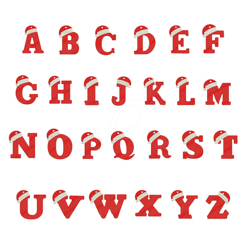 Santa Hat Embroidery Font - Etsy