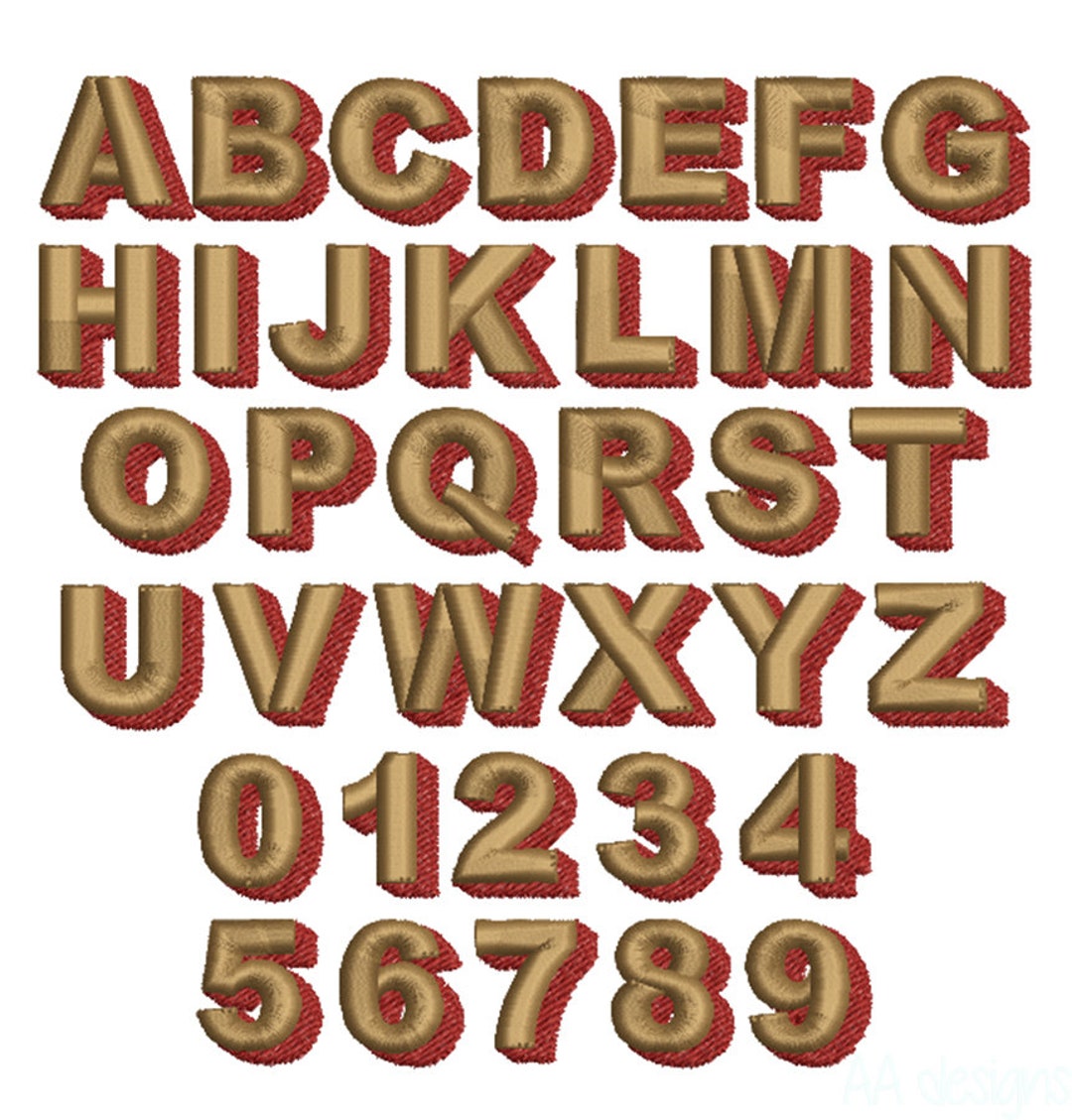 3D Puff Embroidery Font. Machine Embroidery Alphabet in 3D Foam. Raised ...