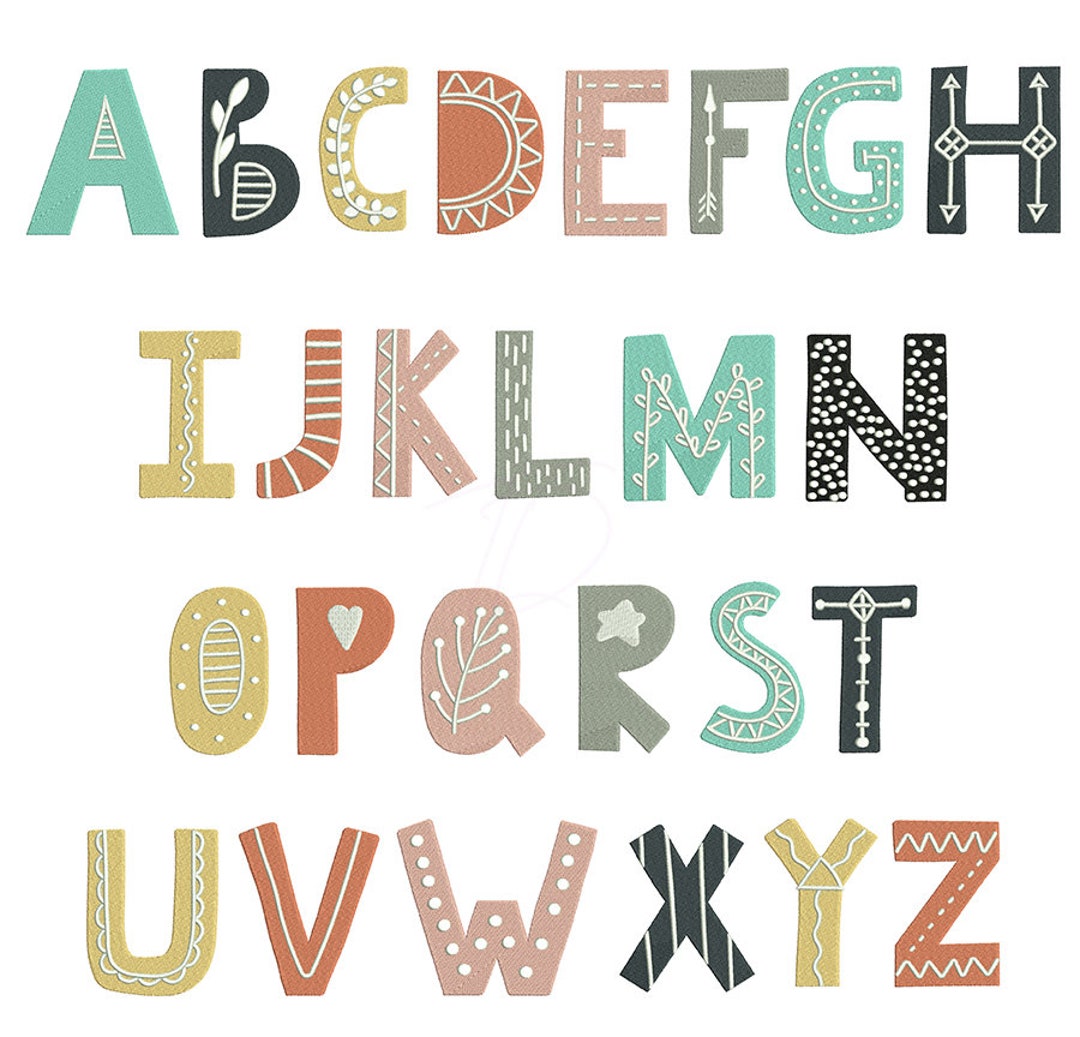 Scandinavian Embroidery Font. Machine Embroidery Alphabet in ...