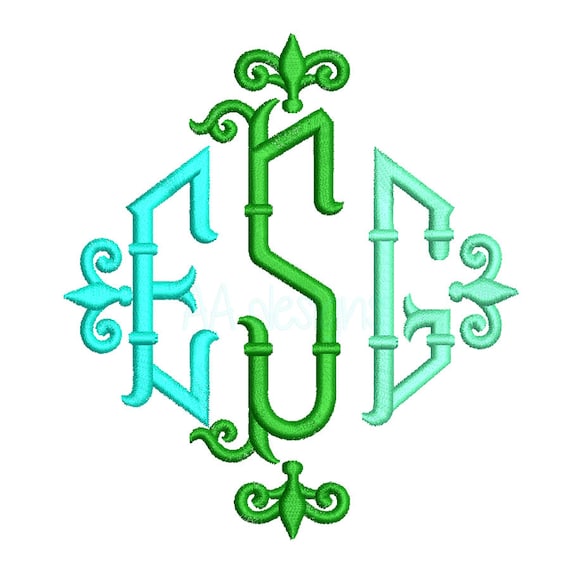 Bamboo embroidery digital font. Bamboo monogram embroidery. | Etsy