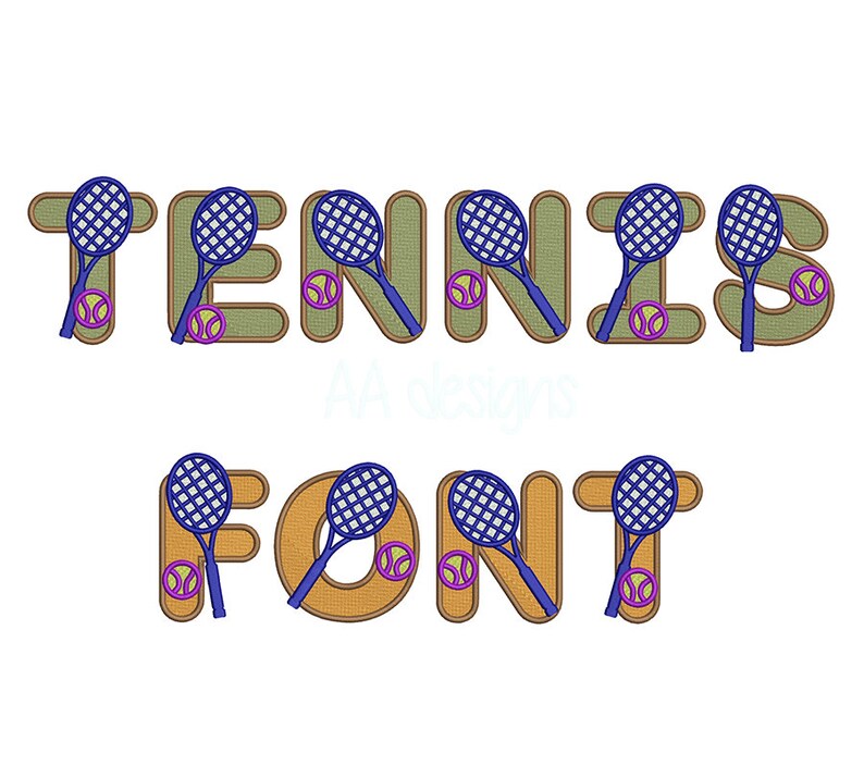 Tennis Embroidery Font. Machine Embroidery Tennis Alphabet. BX Format ...