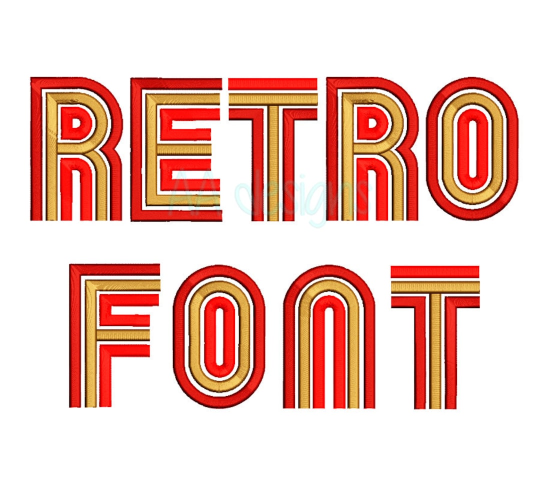 Retro Embroidery Digital Font. Machine Embroidery Font. Alphabet for ...