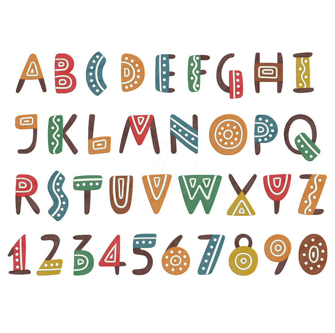 Tribal Ethnic Embroidery Font. Cute Tribal Embroidery Alphabet. Full ...