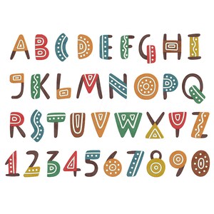 Tribal Ethnic Embroidery Font. Cute Tribal Embroidery Alphabet. Full ...
