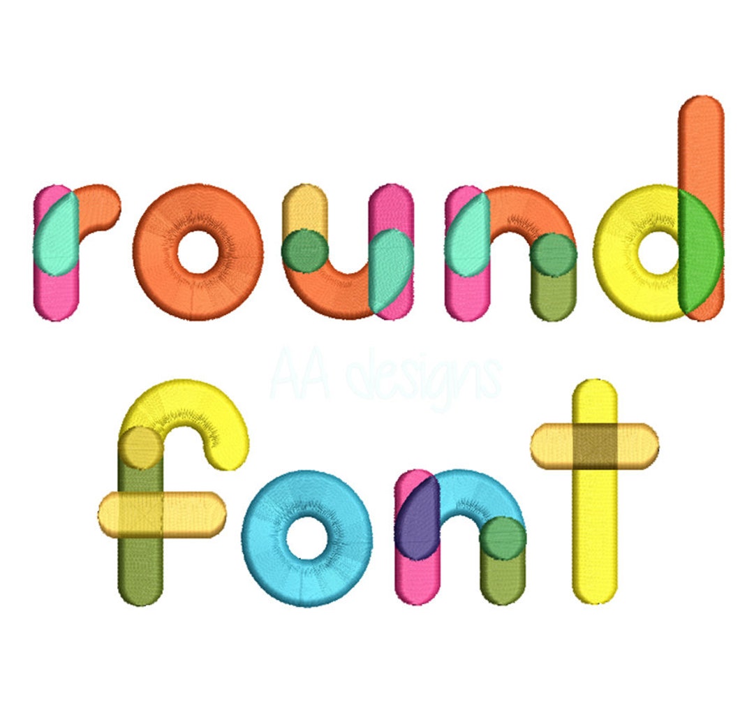 Round Shape Embroidery Font. Colorful Letters Embroidery. Machine ...
