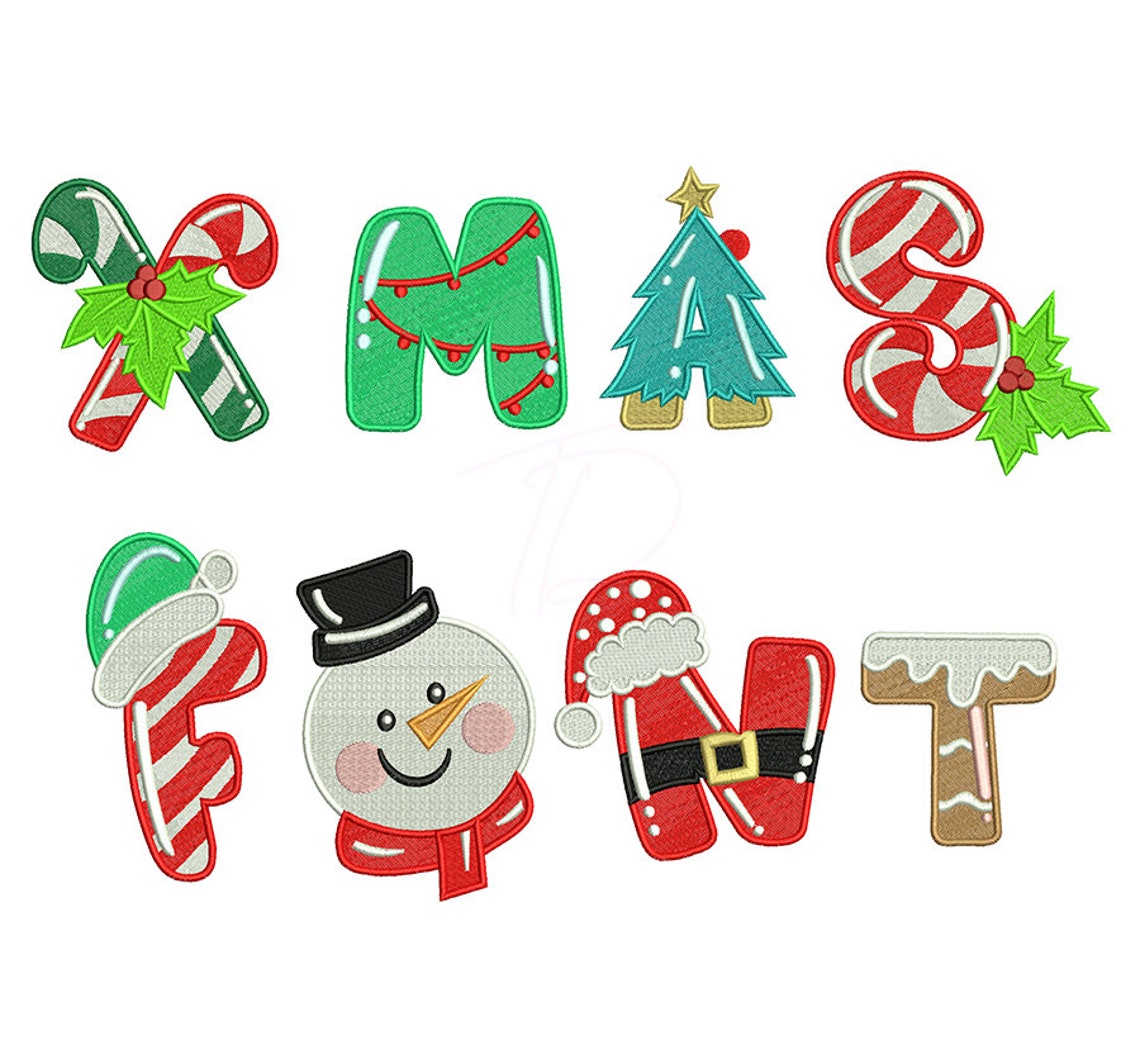 Xmas Embroidery Font. Chrismas Alphabet. Machine Embroidery Font. BX ...