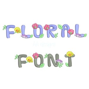 Flower Embroidery Font. Machine Embroidery Alphabet With Flowers. BX ...