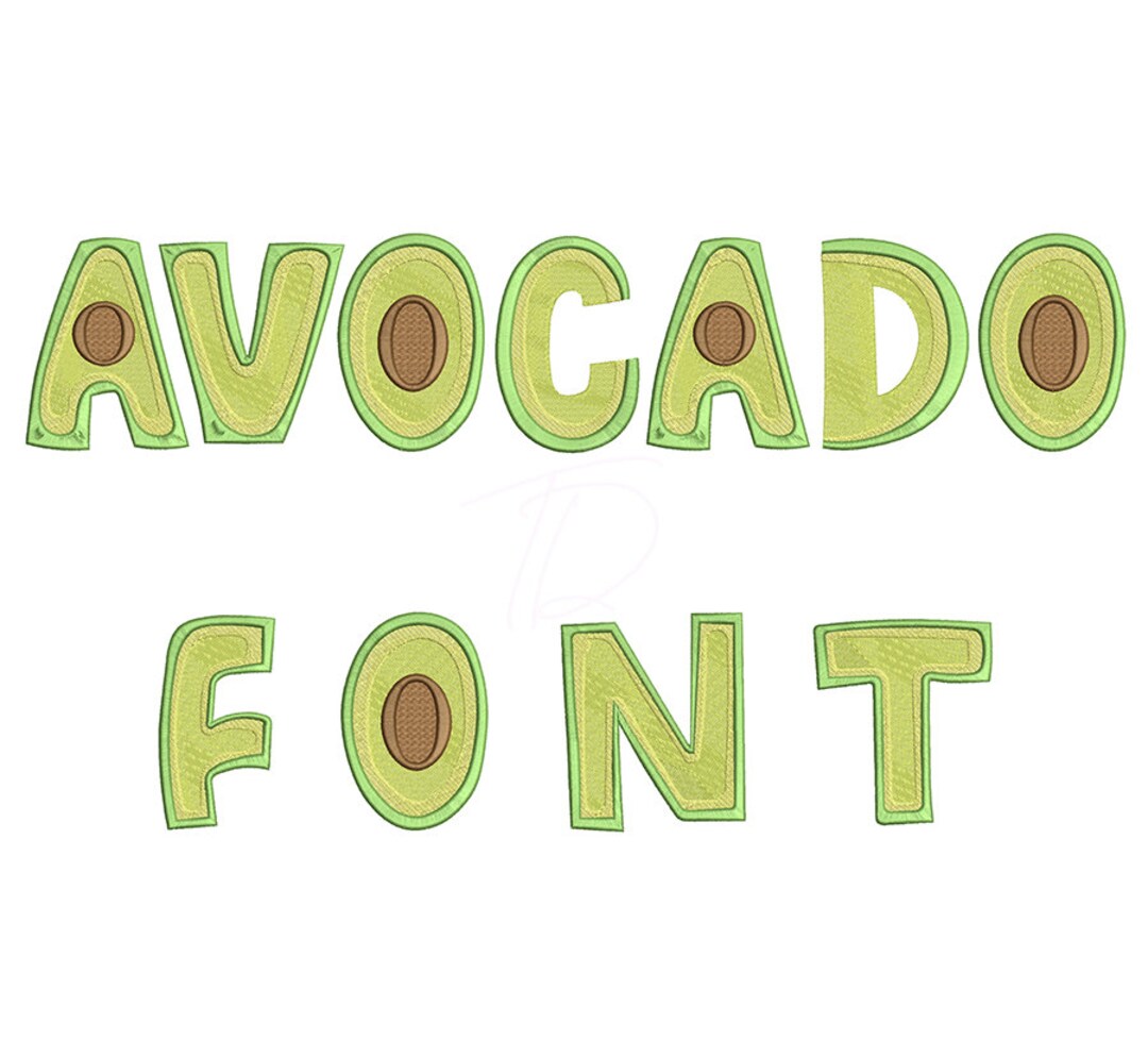 Avocado Embroidery Font. Avocado Alphabet. Machine Embroidery Monogram ...