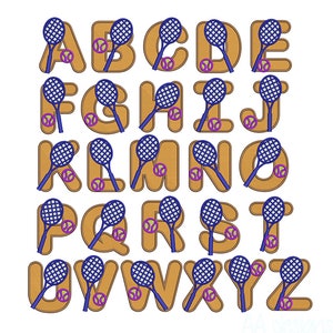 Tennis Embroidery Font. Machine Embroidery Tennis Alphabet. BX Format ...