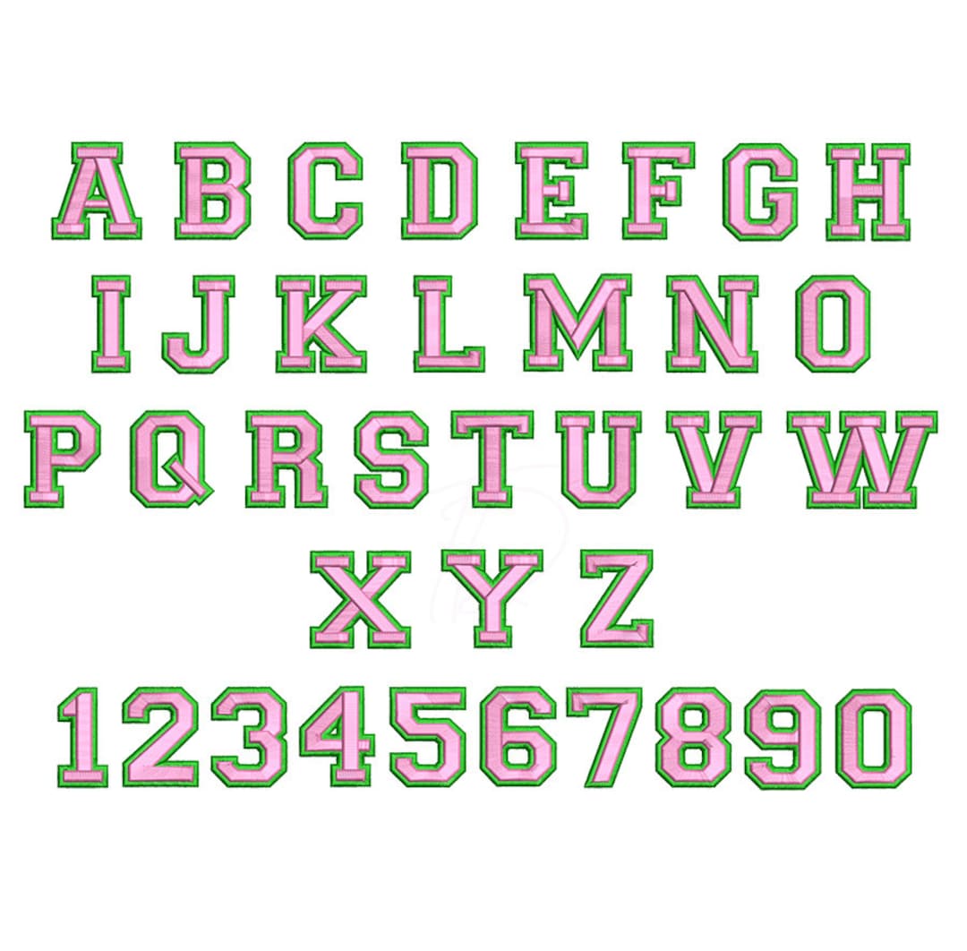 Varsity 3D Puff Embroidery Digital Font. Machine Embroidery in 3D Puff ...