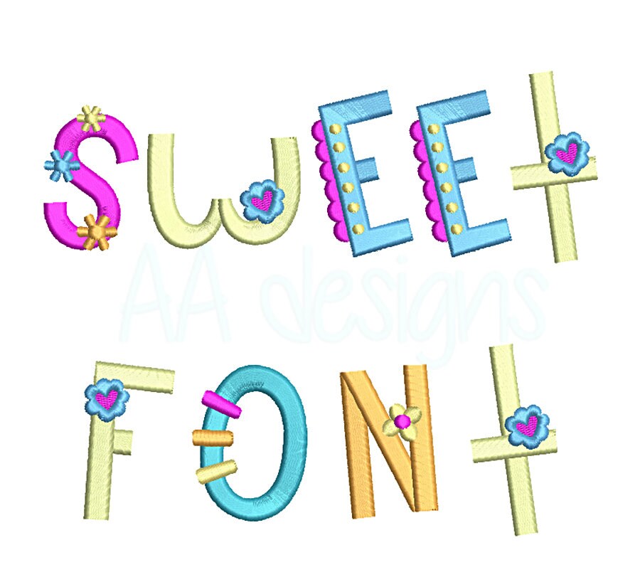 Sweet Embroidery Font. Cutie Font for Baby. Machine Embroidery Alphabet ...