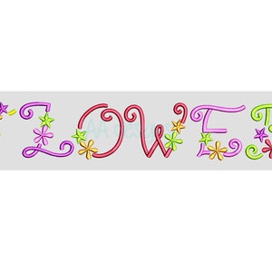 Flower Embroidery Digital Font. Flower Font. Embroidery Font. Machine ...