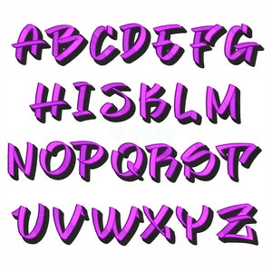 Graffiti 3D Puff Letter Embroidery. Puff Foam 3D Embroidery Full Font ...