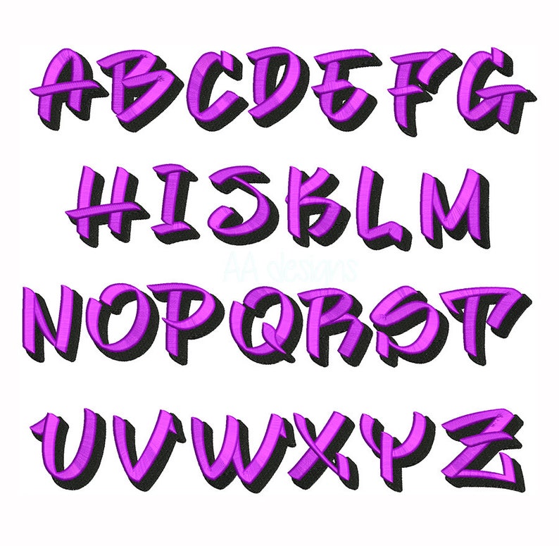 Graffiti 3D Puff Letter Embroidery. Puff Foam 3D Embroidery Full Font ...