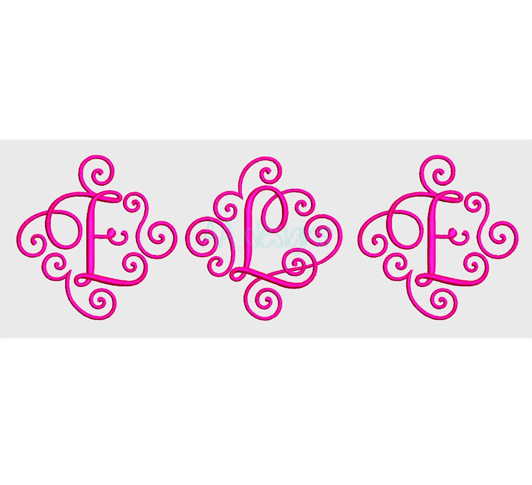 Elegant Scroll Embroidery Digital Font. Embroidery Font. Digital Font ...