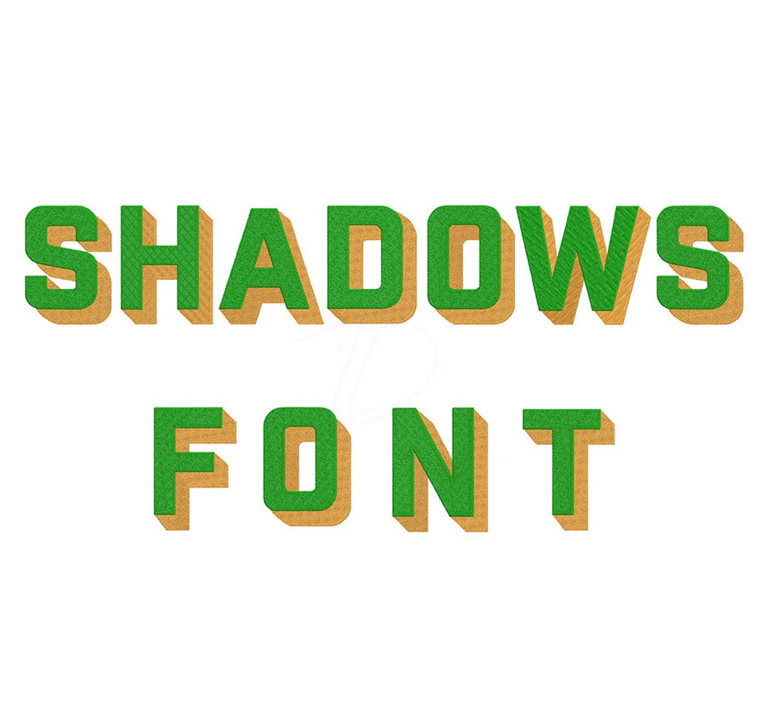 Shadows Embroidery Font. 3D Block Alphabet. Fill Stitches Embroidery ...