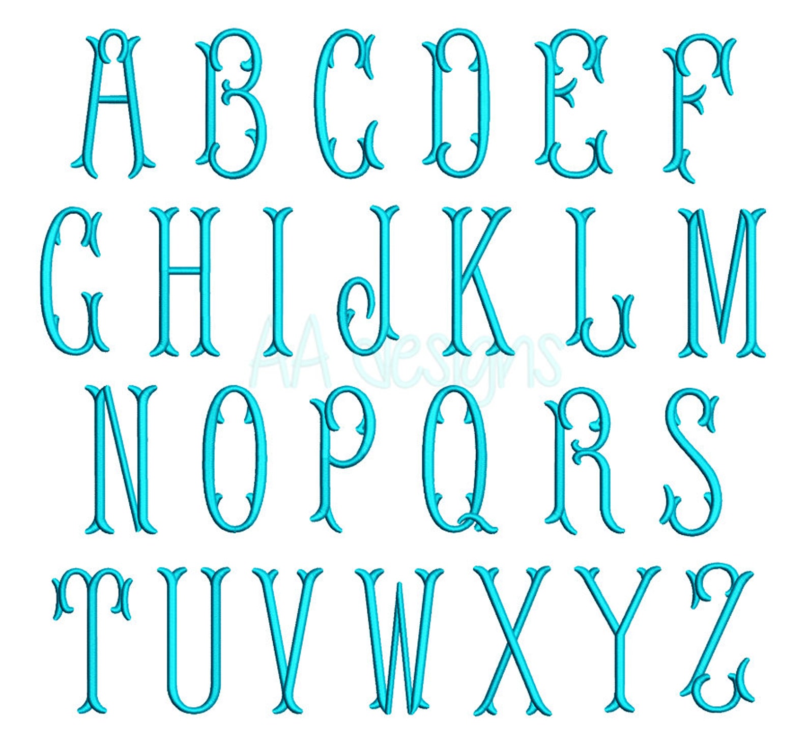 Fishtail Embroidery Digital Font. Machine Embroidery Font. - Etsy