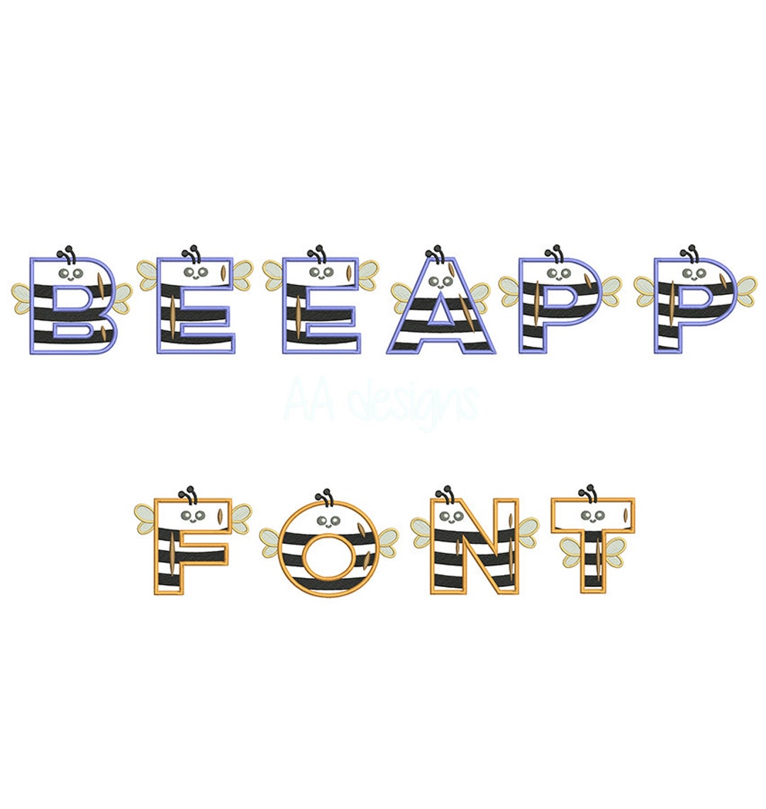 Bee Applique Embroidery Font. Applique Alphabet With Bee for Baby Cute ...