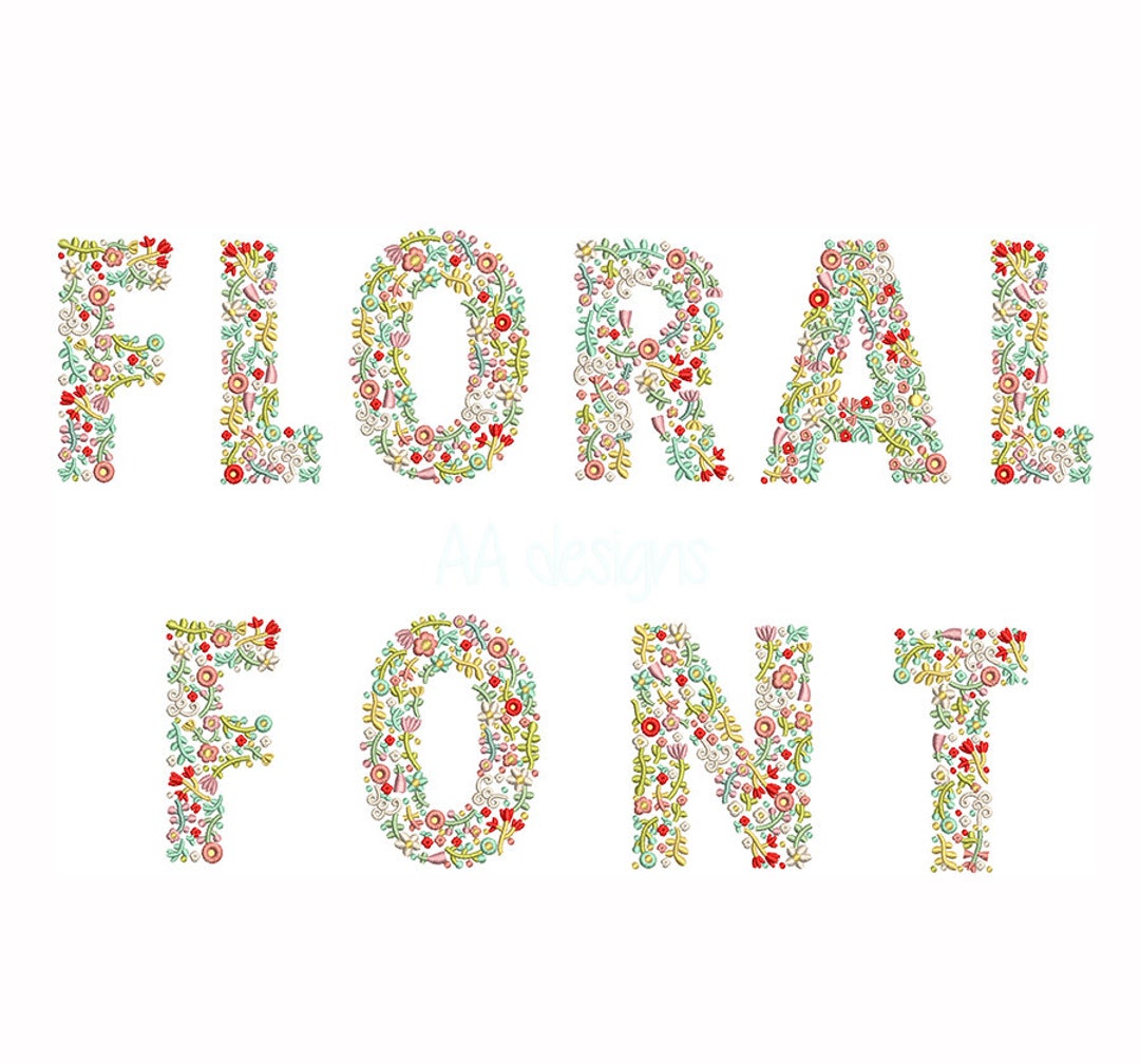 Floral Embroidery Font. Beautiful Flower Alphabet for Embroidery. BX ...