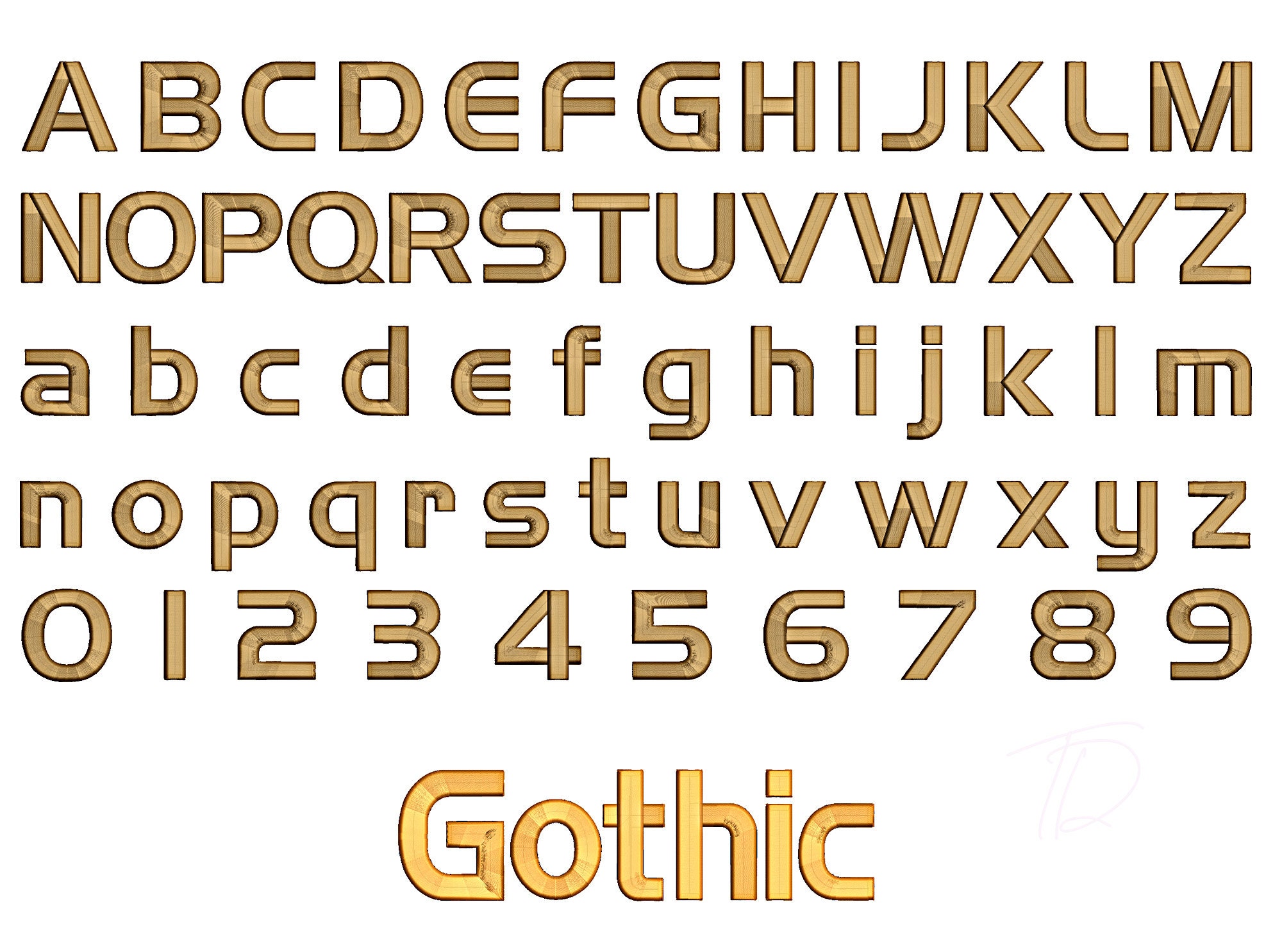 Gothic 3D Puff Embroidery Font. Gothic 3D Puff Foam Machine Embroidery ...