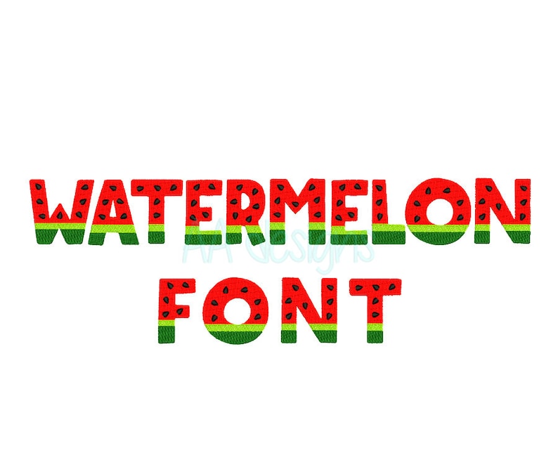 Watermelon Embroidery Digital Font. Machine Embroidery Font. Watermelon ...