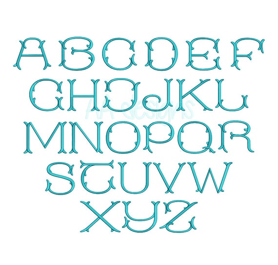 Modern Fishtail Embroidery Digital Font. Fishtail Font for - Etsy