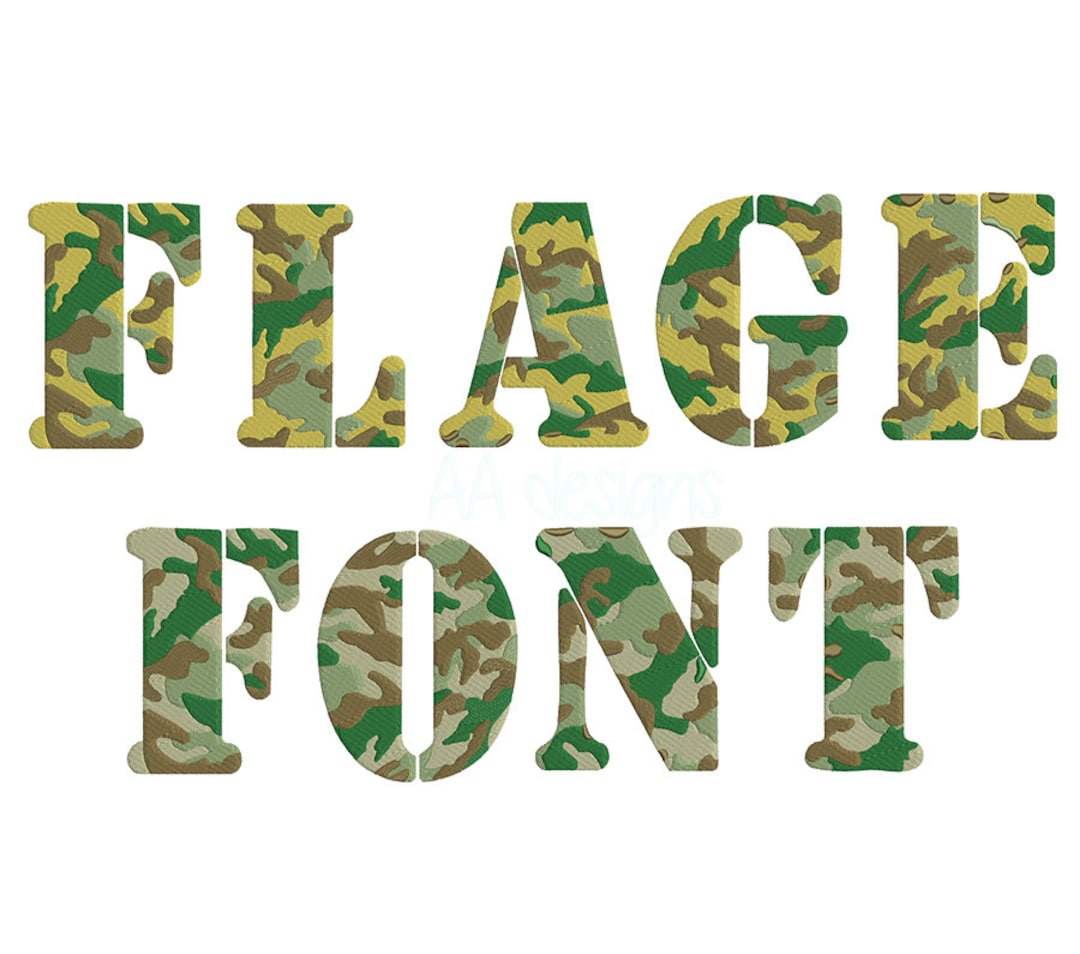Camo Embroidery Font. Machine Embroidery Alphabet With Camo Decoration ...