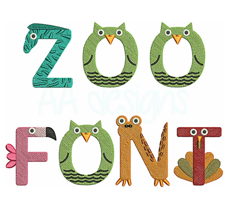 Zoo Embroidery Font. Animal Embroidery Font for Baby. so Cute Alphabet ...