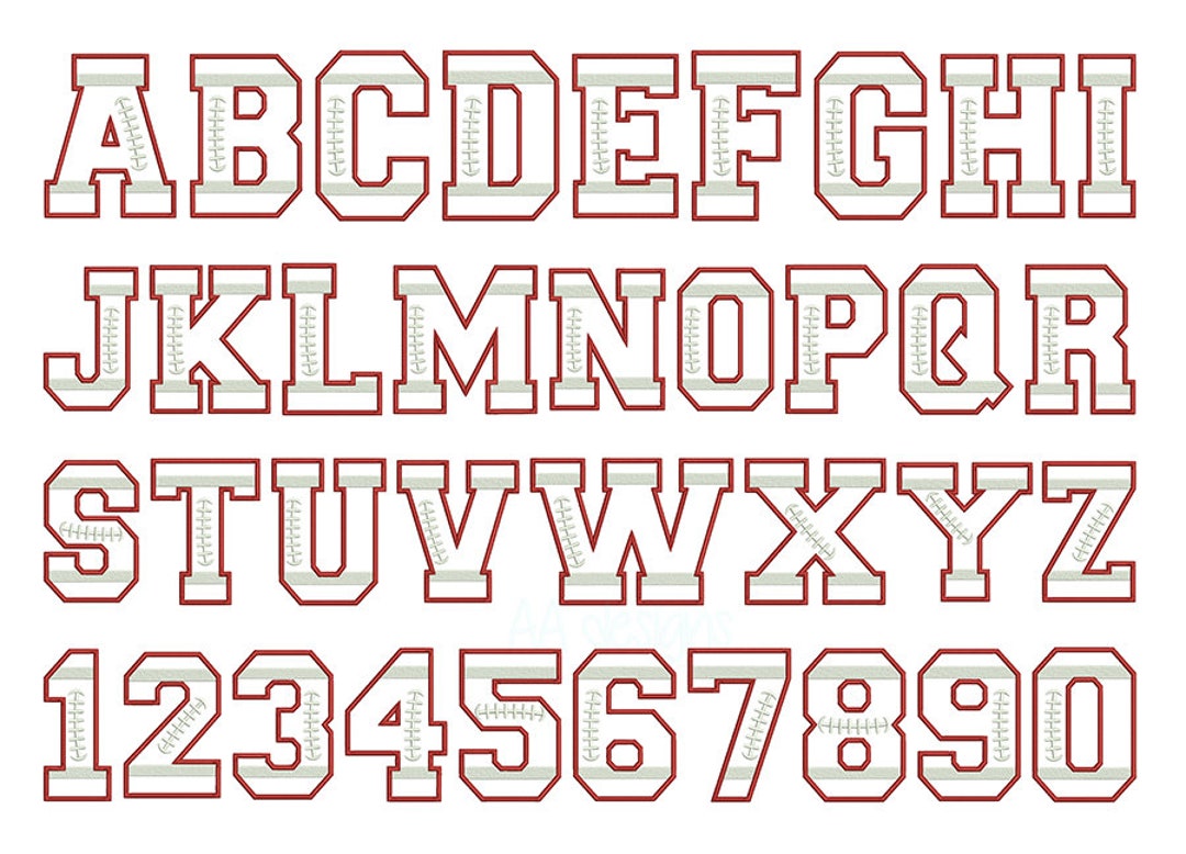 New Football Applique Embroidery Font. Machine Embroidery Football ...