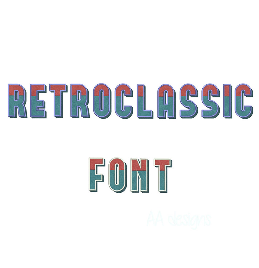 Retro Classic Embroidery Font. Machine Embroidery Alphabet With Shadow ...