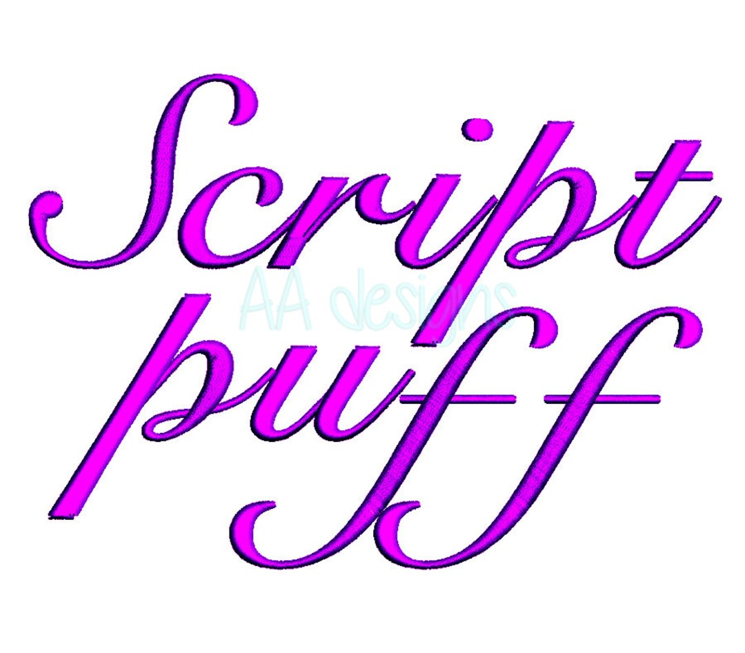 Script 3D Embroidery Digital Font. Raise Letters With 3D Puff. 3D Puff ...