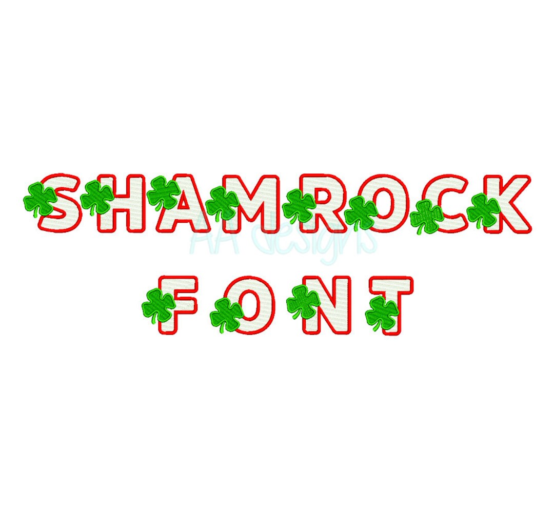 Shamrock Embroidery Digital Font. Shamrock Alphabet for Embroidery ...