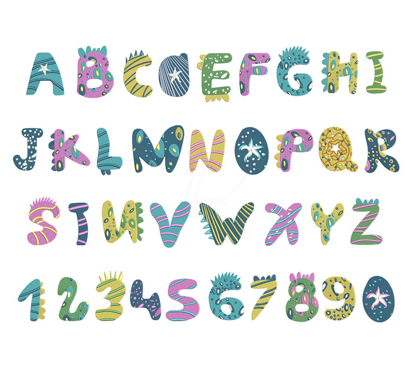 Sea Embroidery Font. Cute Alphabet About the Sea. Machine Embroidery ...