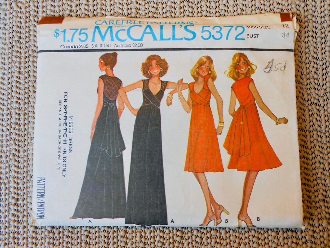 Vintage 1976 Uncut Mccall’s 5272 Misses’ Dress Size 12, Bust 34 Sewing ...