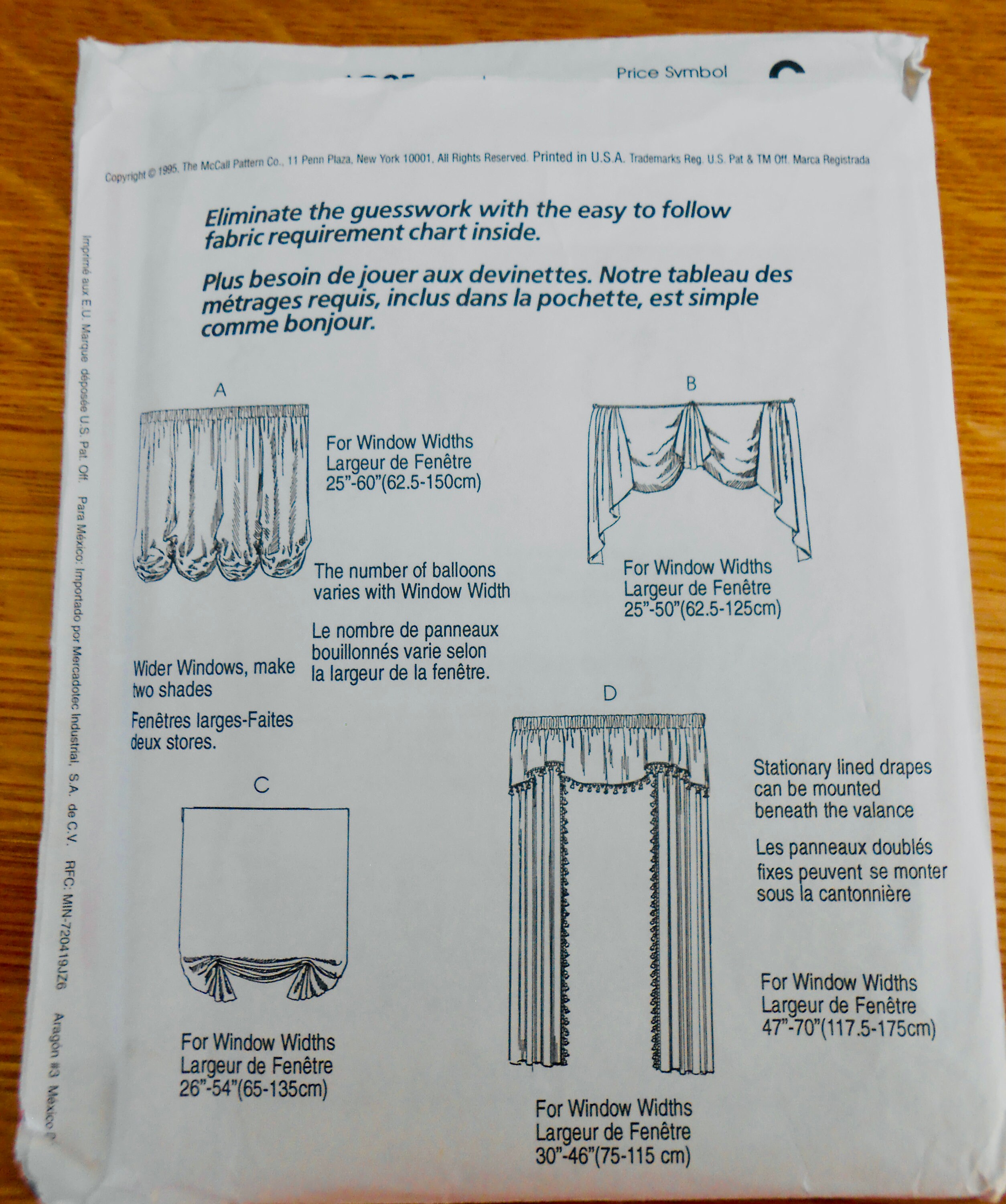 Vintage 1995 Uncut Mccalls Home Dec in a Sec Window Treatments Sewing ...