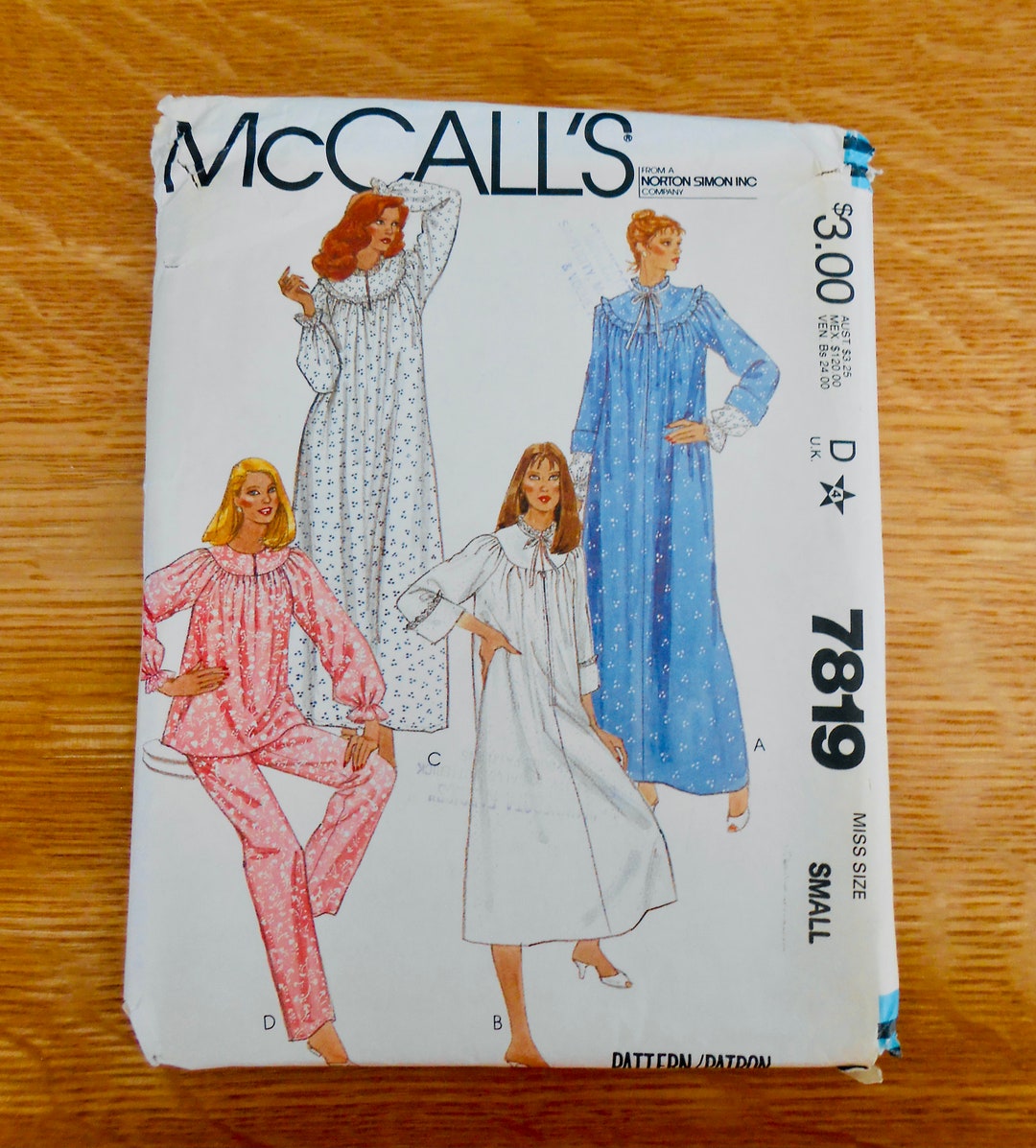 Vintage 1981 Mccall’s Uncut Sewing Pattern 7819, Misses Robe, Nightgown ...