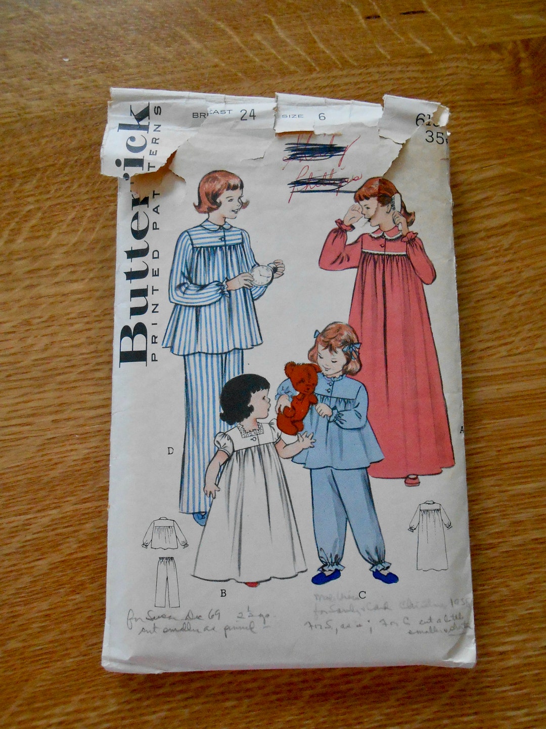 Vintage 1950s Butterick Girls Pajama Sewing Pattern 6199 - Etsy
