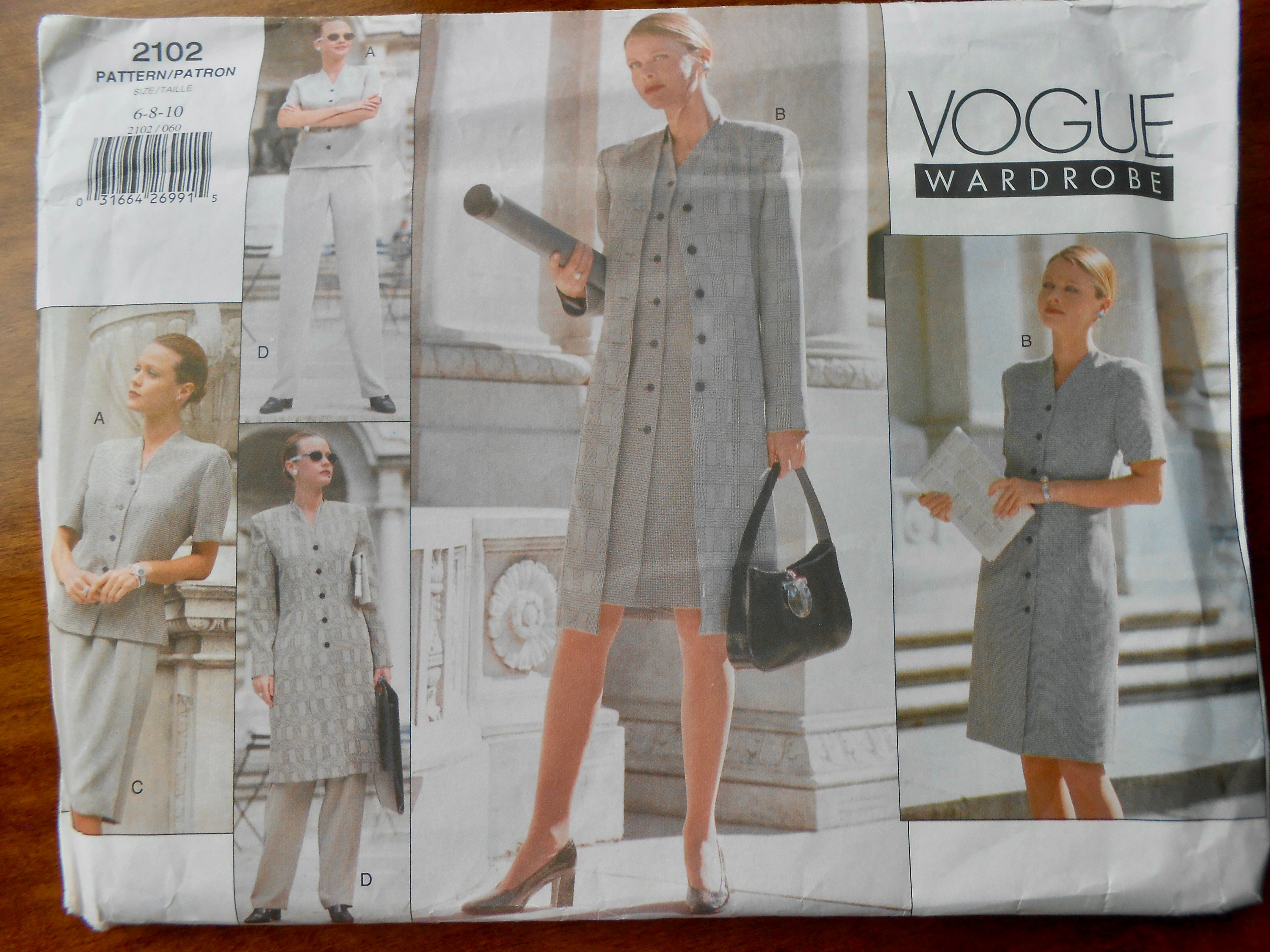 Vintage 1998 Uncut Vogue Wardrobe Sewing Pattern 2102, Misses Size 6-10 ...