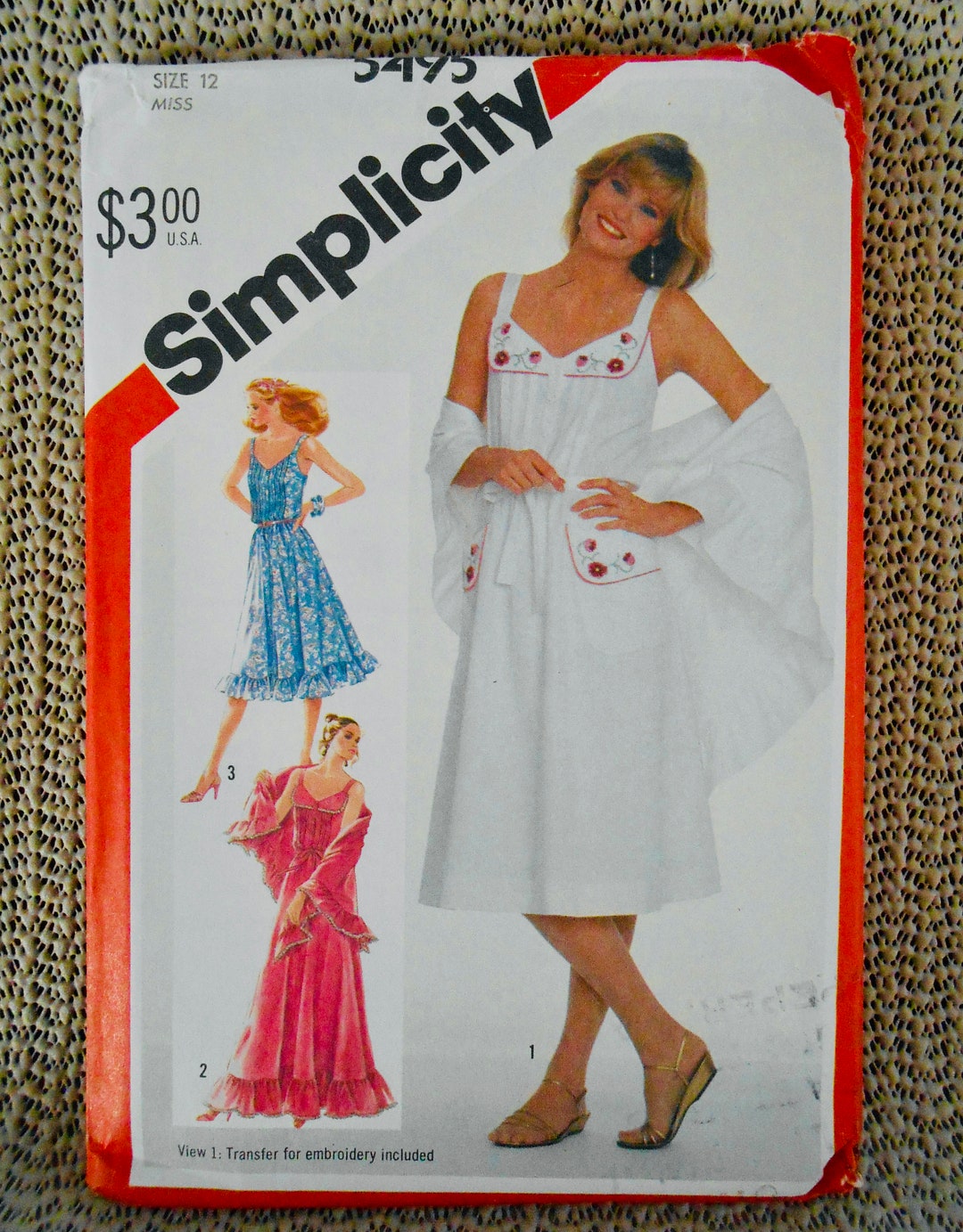 Vintage Uncut Simplicity 1982 Misses’ Pullover Sundress and Shawl 5495 ...