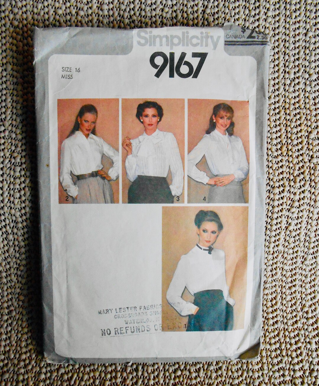 Vintage 1979 Simplicity Misses Blouses & Cocarde, 9167, Size 16 Sewing ...
