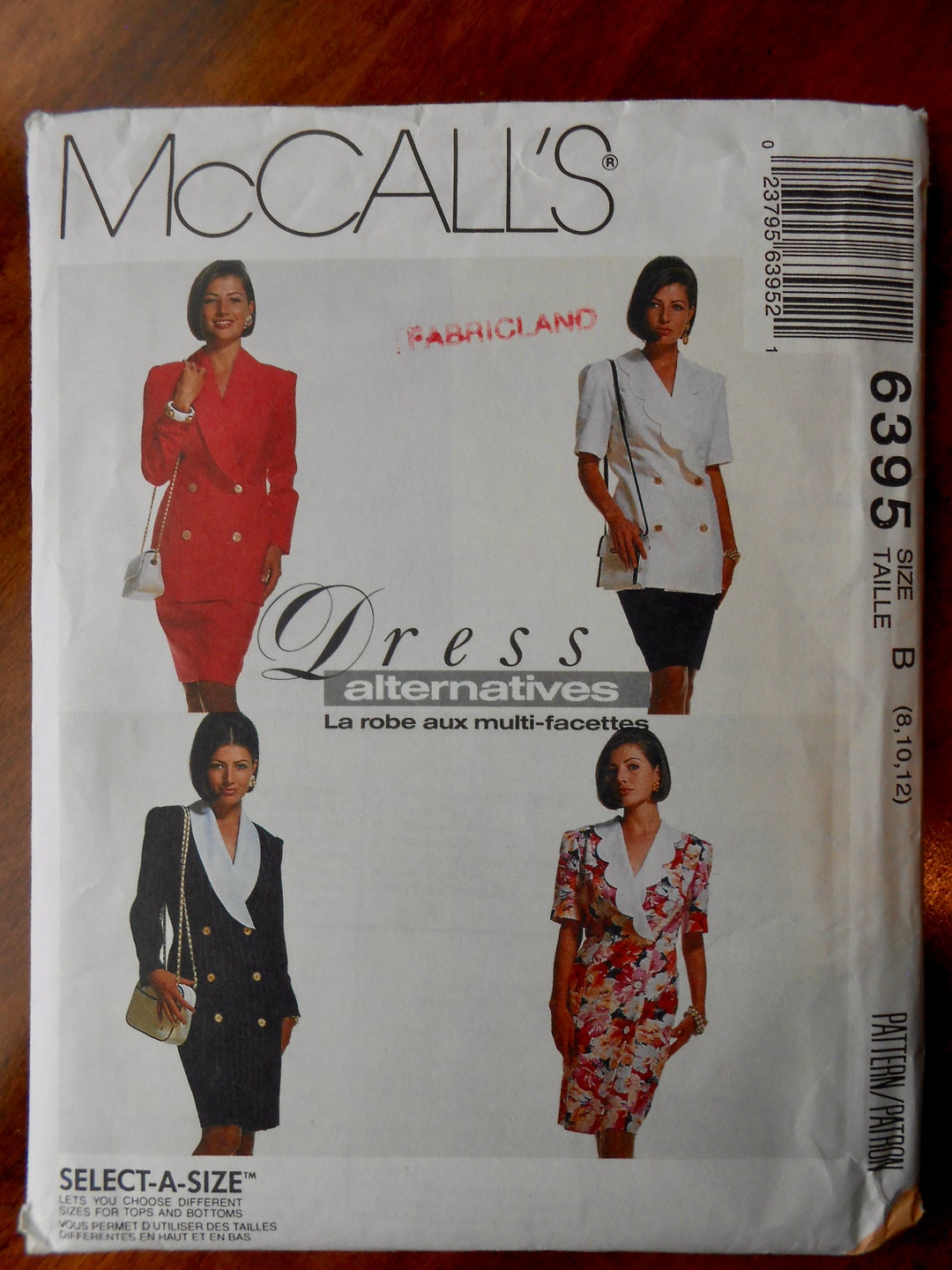 Vintage 1993 Uncut Mccall's Dress Alternatives Sewing Pattern 6395 ...