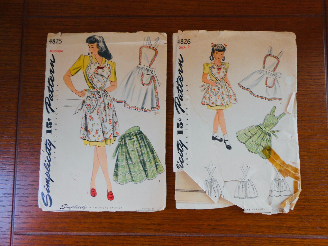 Vintage Simplicity 4825 & 4826 Mother and Daughter Fashion Aprons ...