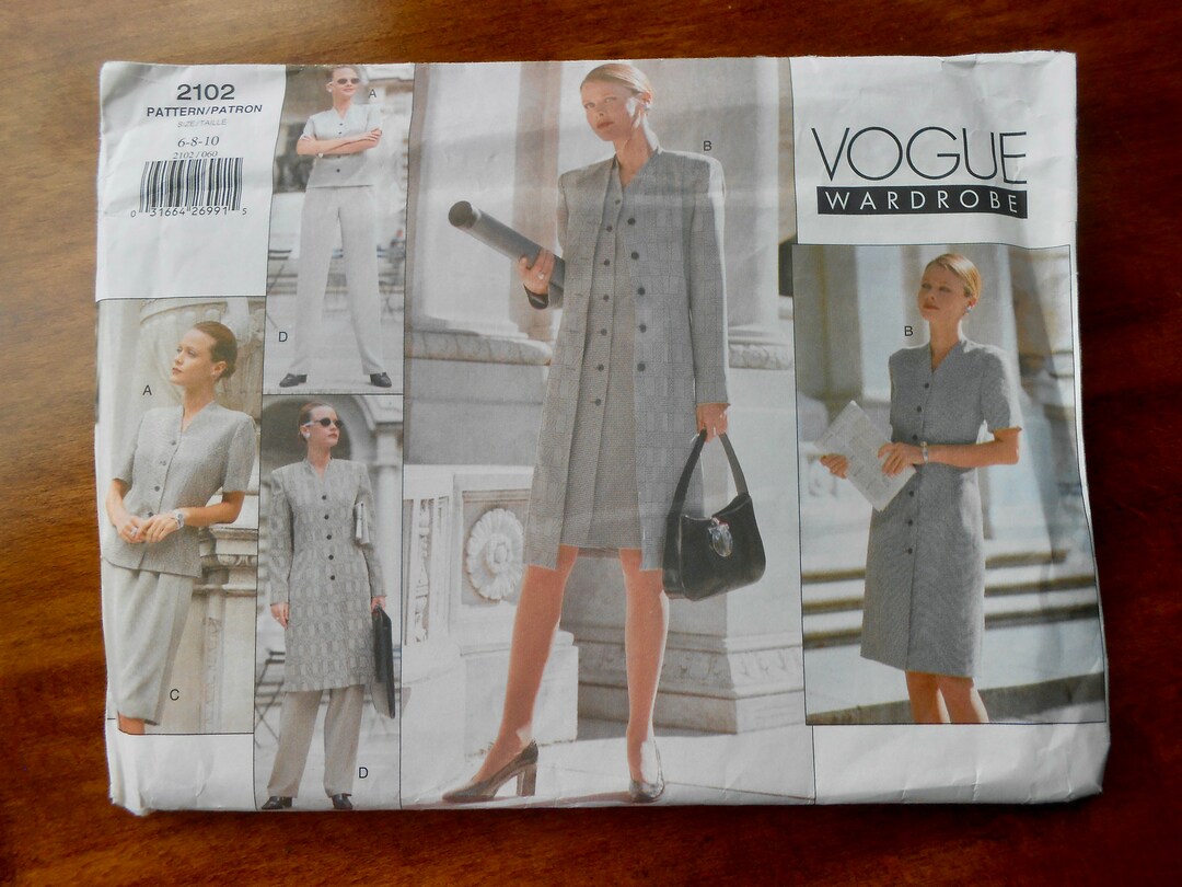 Vintage 1998 Uncut Vogue Wardrobe Sewing Pattern 2102, Misses Size 6-10 ...