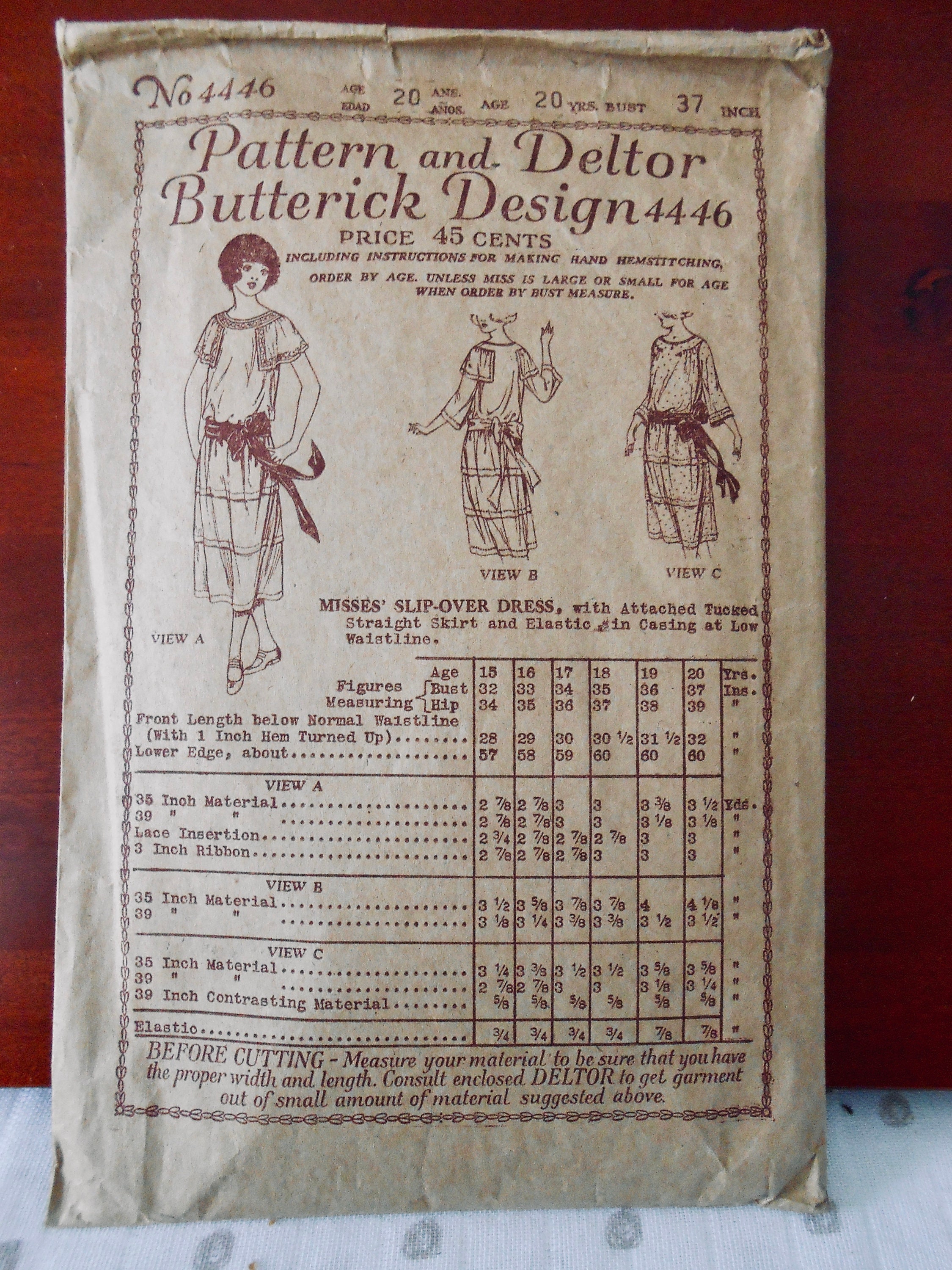Vintage 1919 Butterick Design 4446 Misses Dress - Etsy