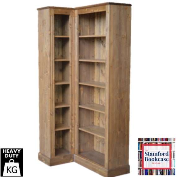 Traditional 6ft Tall Corner Bookcase Handcrafted Adjustable Display Solid Wood Shelving Corner Unit Large Bookshelves Etsy Ireland