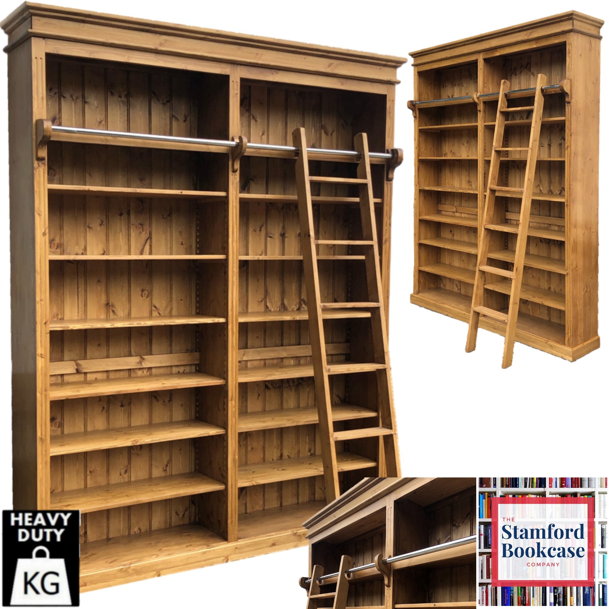 Solid Pine 8ft Tall Bookcase Adjustable Display heavy - Etsy UK