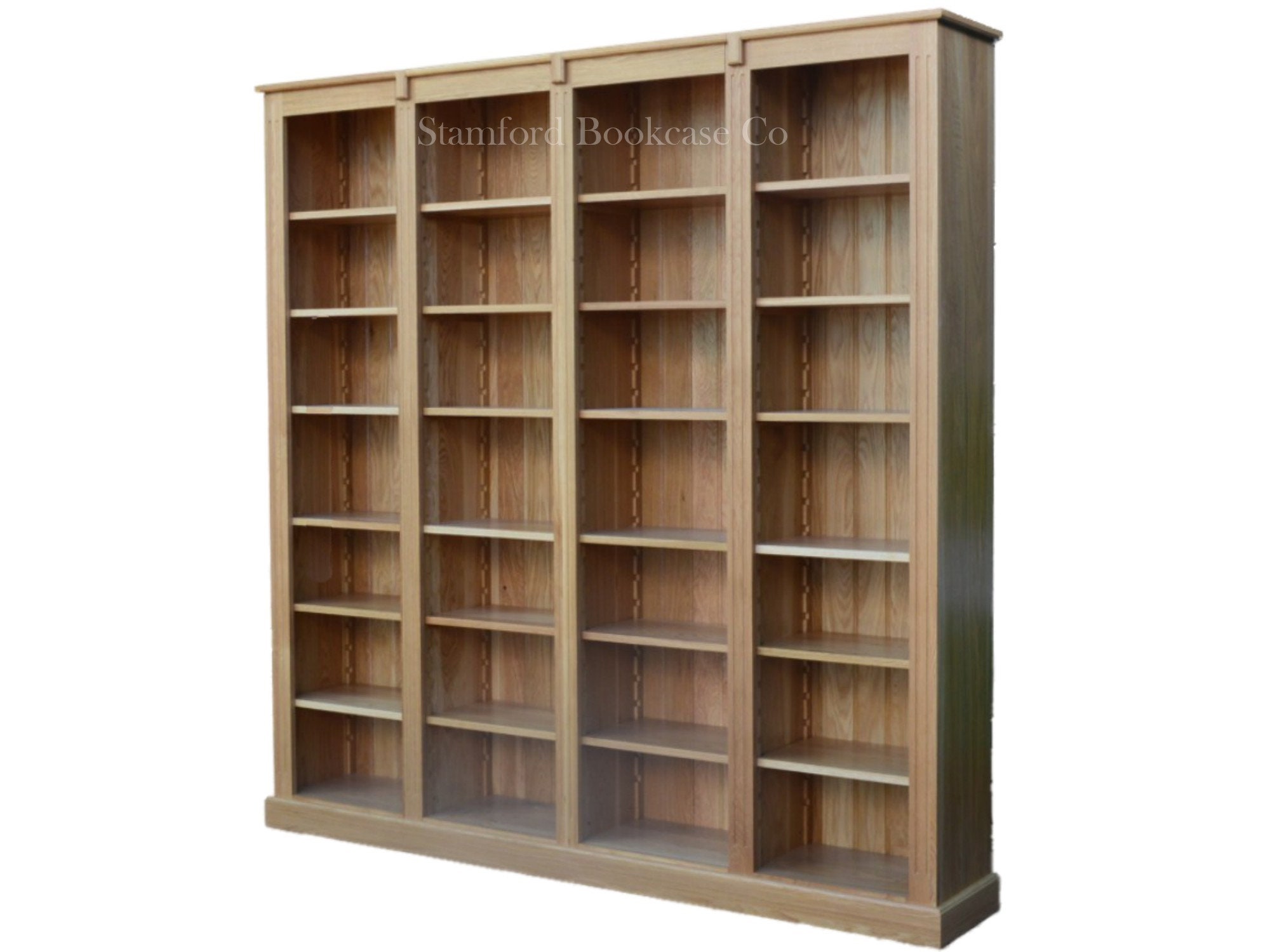 Genuine Oak Bookcase 7ft X 7ft Made in UK, Adjustable Display Shelving ...