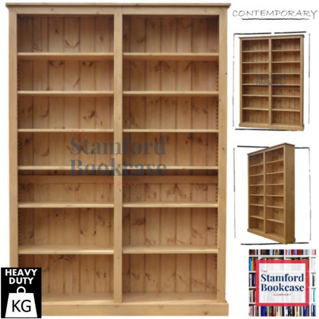 Tall, Solid Wood Bookcase, 7ft X 5ft Adjustable Display Shelving ...